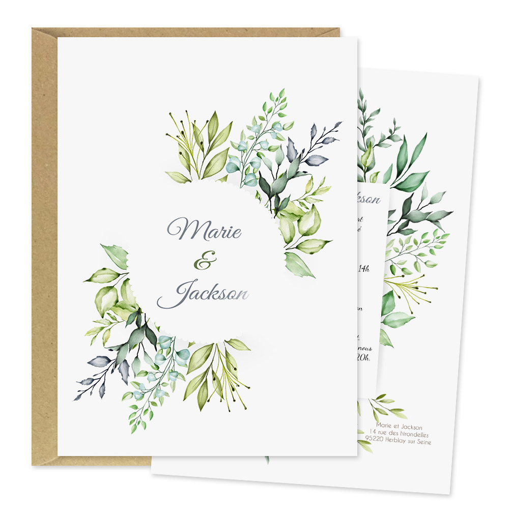 Faire part de mariage - Magnifique feuillage nature - FairePartUnique
